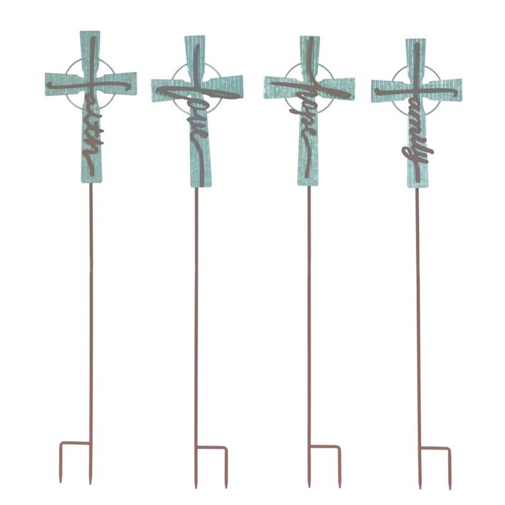 Metal Cross Yard Stake 4 Asst KD | Ivystone