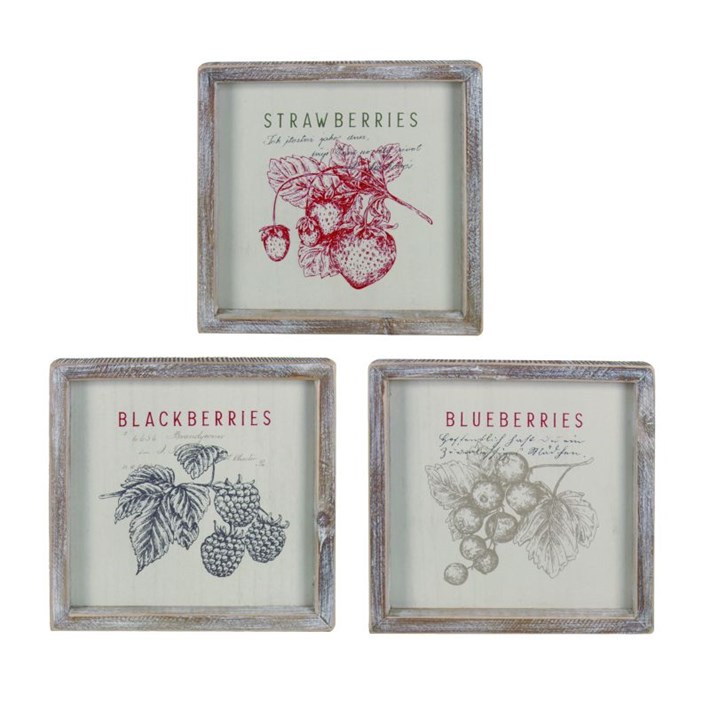 Wood Berry Block Decor 3 Asst | Ivystone