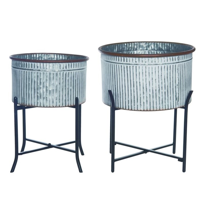 Metal Galvanized Plant Stand S/2 KD | Ivystone