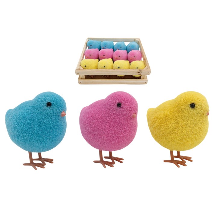 Mini Res Flocked Chicks in Crate S/12 | Ivystone