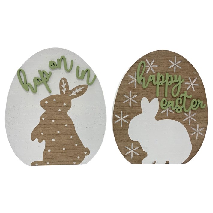 MDF Egg And Bunny Decor 2 Asst | Ivystone