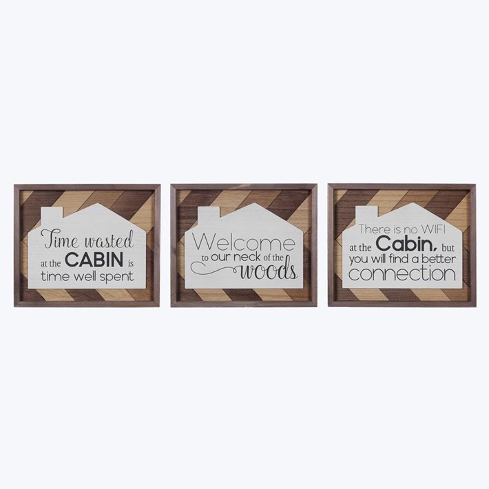Wood Lodge Cabin Wall Sign, 3 Assorted | Ivystone