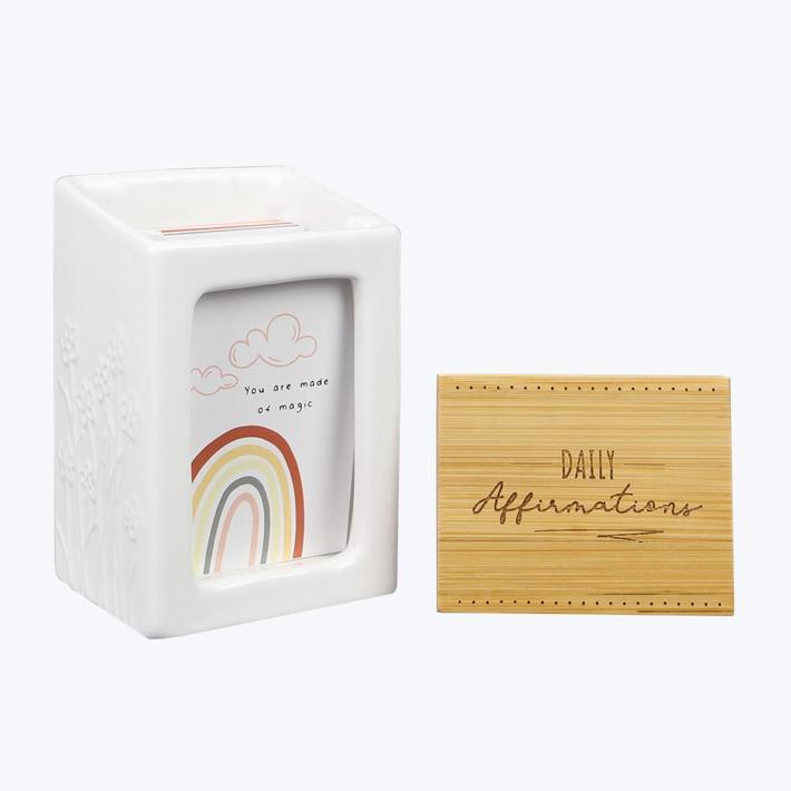 Ceramic Daily Affirmation Box with 50 Inspiration Cards | Ivystone