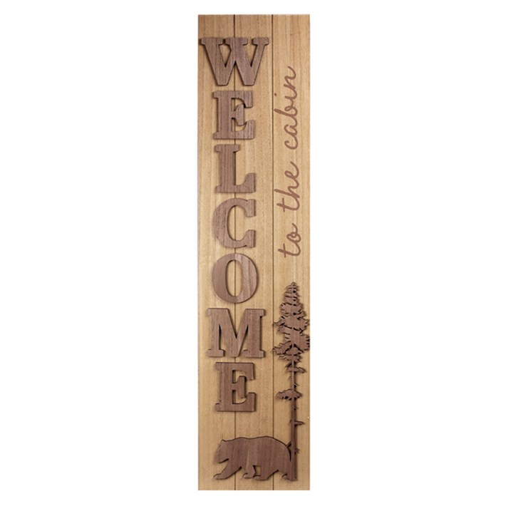 Wood Cabin Bear Welcome Door Leaner | Ivystone