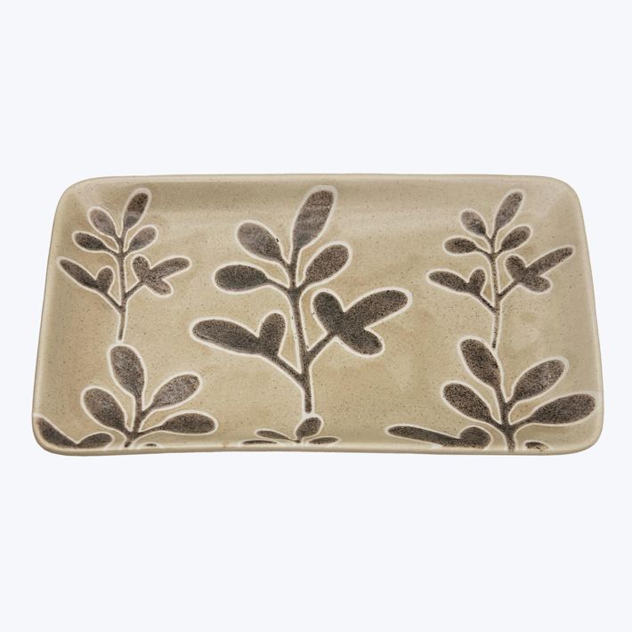Stoneware Leaf Design Plate | Ivystone