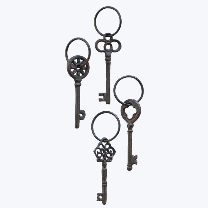 Cast Iron Single Key on Ring, 4 Assorted | Ivystone