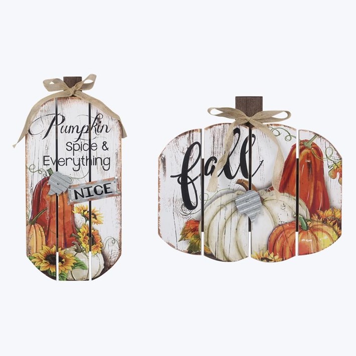 Wood Fall Pumpkin Sign 2 Ast | Ivystone